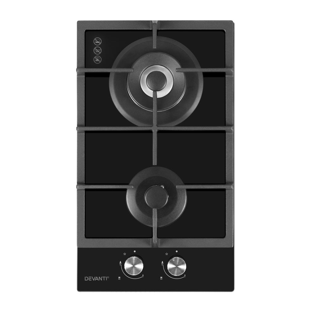 Buy the Devanti Gas Cooktop 30cm Gas Stove Cooker 2 Burner Cook Top ...