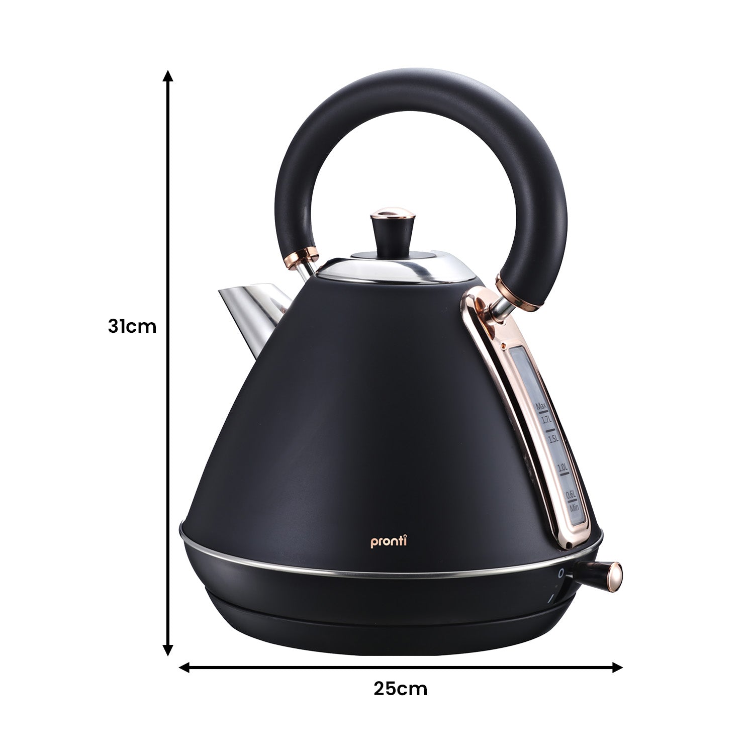Buy the Pronti 1.7L Rose Trim Collection Kettle - Black (V240-KTL-017 ...